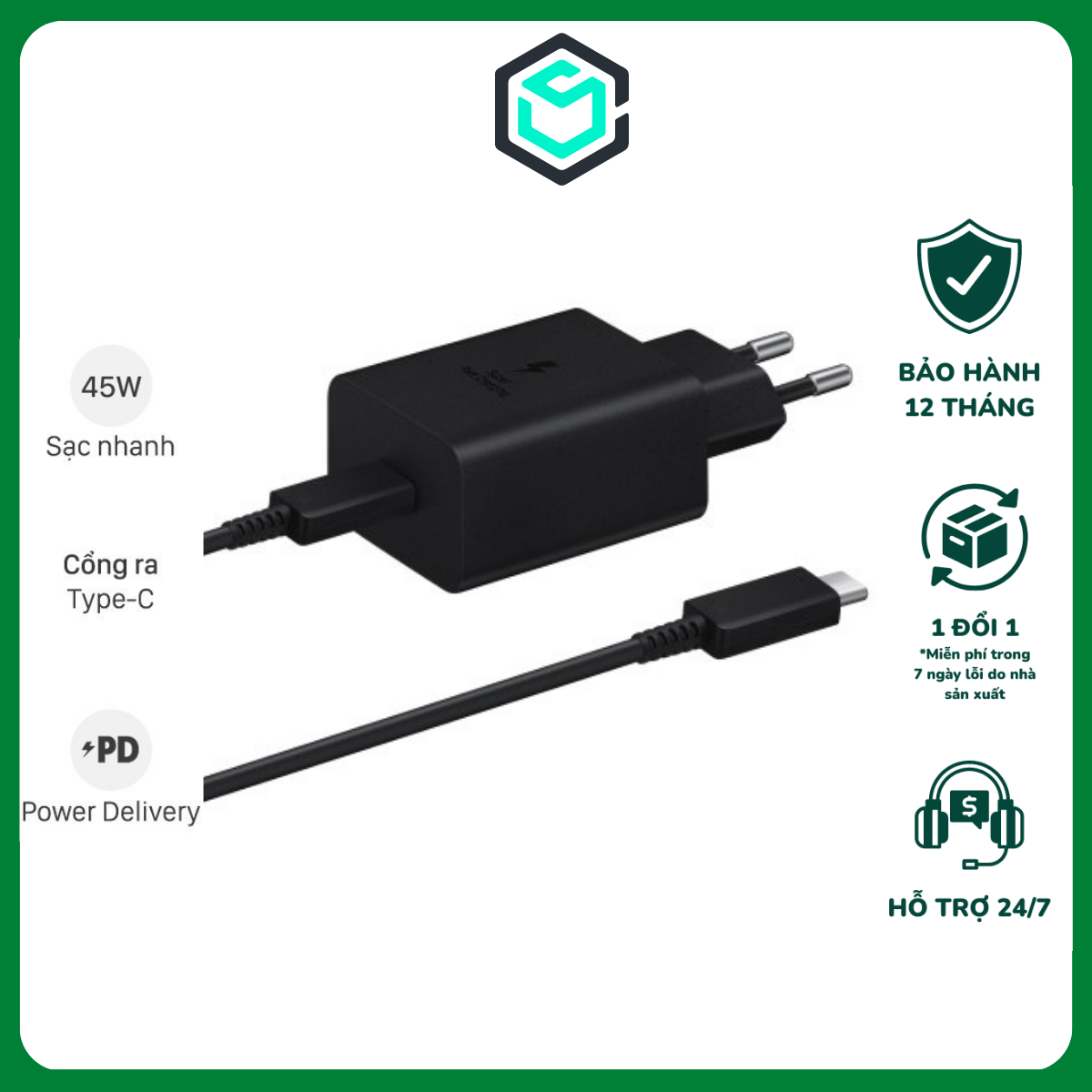 Bộ Sạc Nhanh Samsung 45W Cổng Type C Note 10 Note 20 A71 A70 A80 A90Bộ Sạc Nhanh Samsung Type C ...