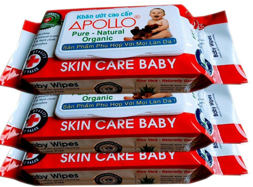 COMBO 15 GÓI KHĂN ƯỚT CAO CẤP BABY WIPES APOLLO 80gr - MixASale