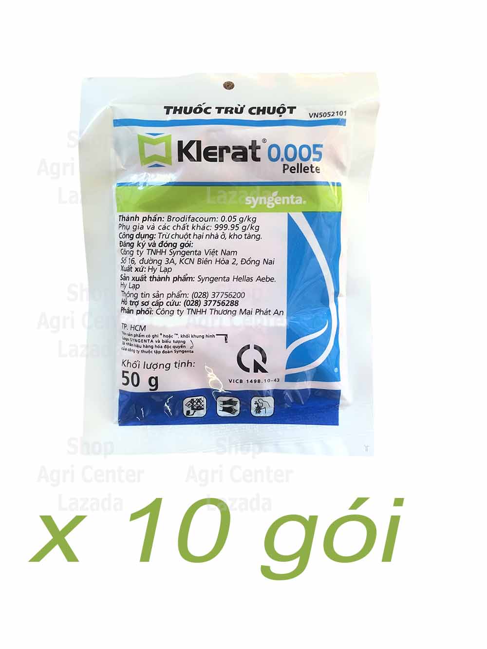 Thuốc Diệt Chuột Klerat 0.005 (Dạng Cốm) – Bã Đã Trộn Sẵn (10 gói x 50g ...