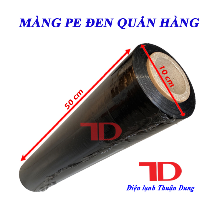 Màng PE đen 50cm 2.7kg, màng PE bọc hàng, quấn hàng được dùng để cuốn pallet, hàng hoá, bọc và ...