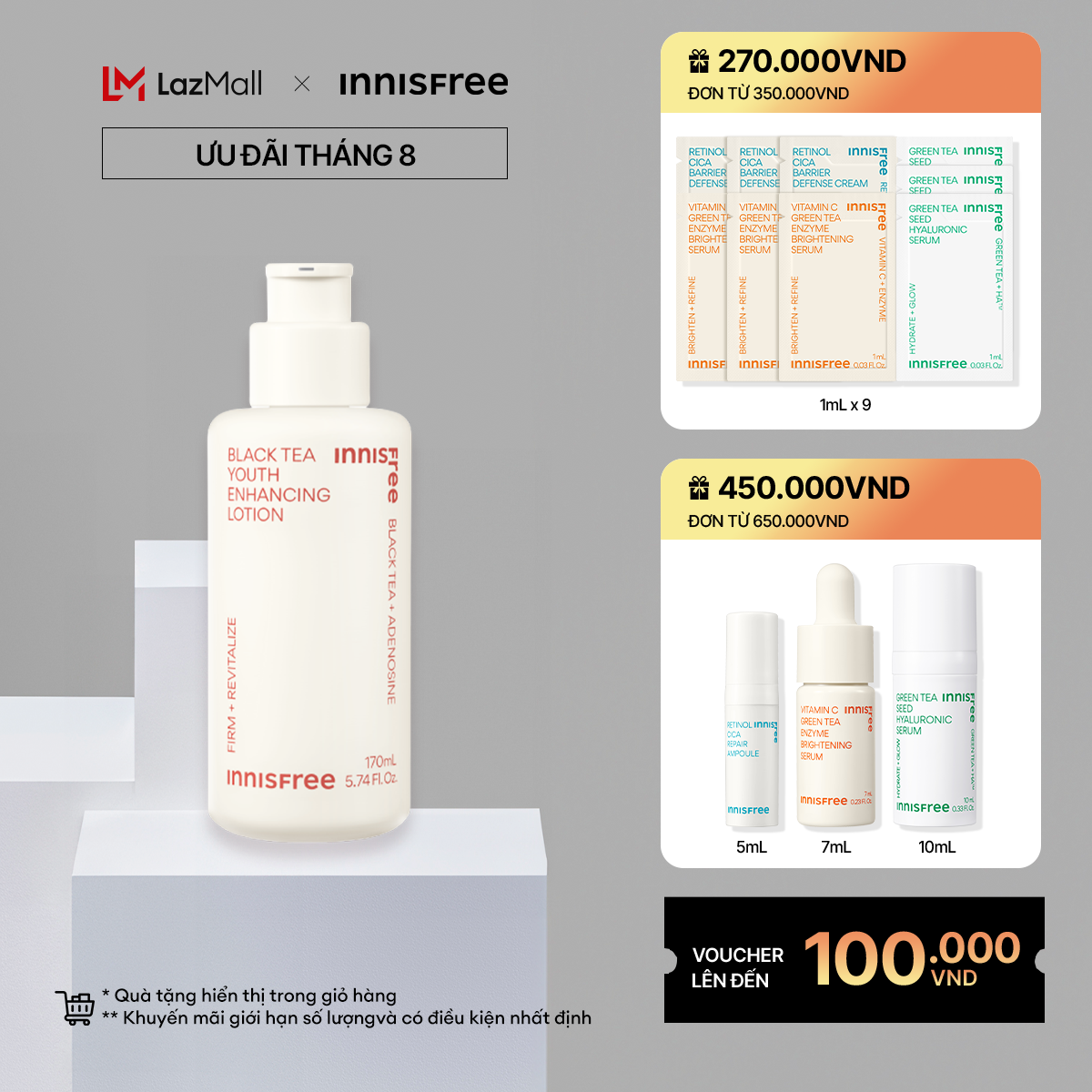 22.09Voucher đến 120k 120k đơn 400k Sữa dưỡng ngăn ngừa lão hóa từ trà đen INNISFREE Black Tea ...