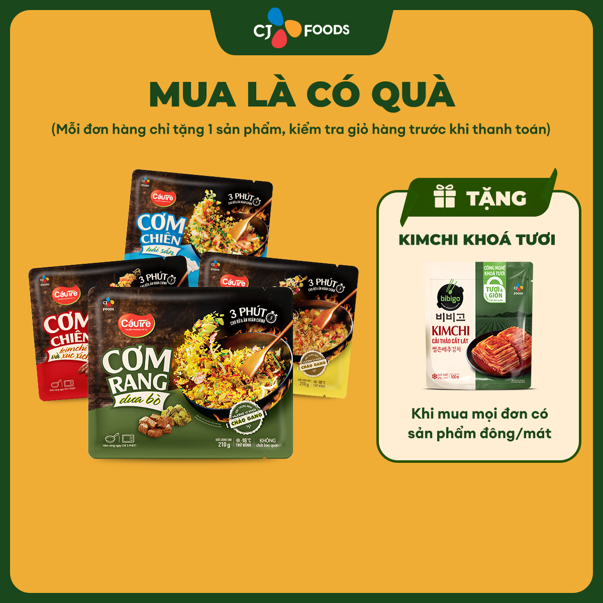 Mua 2 tặng 1 Cơm chiên Cầu Tre khay 150g túi 210g (Công thức mới siêu ...