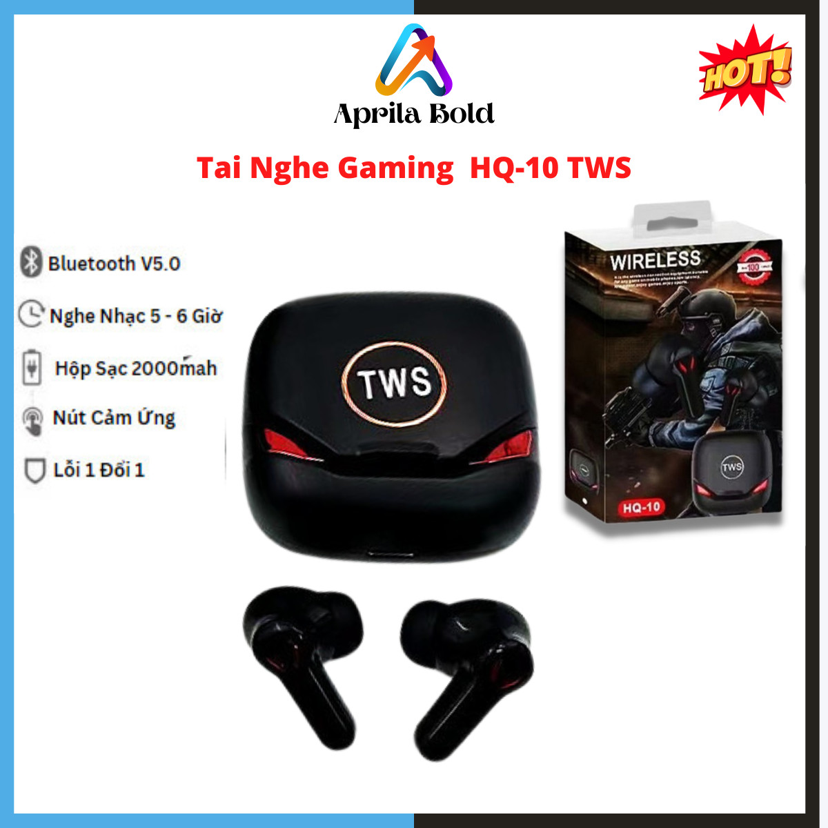 [HCM] Tai Nghe Bluetooth Gaming JBL HQ-10 TWS , Tai Nghe JBL True ...