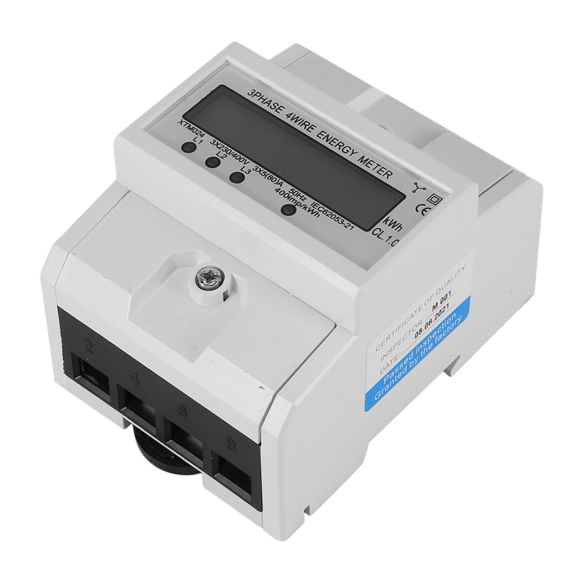 3x5 (80A) Energy Meter Electric KWH Triphase DIN Rail Mount LCD ...