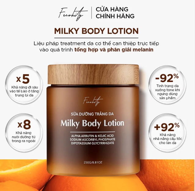 Sữa Dưỡng Trắng Da Toàn Thân Freshity Milky Body Lotion Kem Dưỡng Nghệ ...