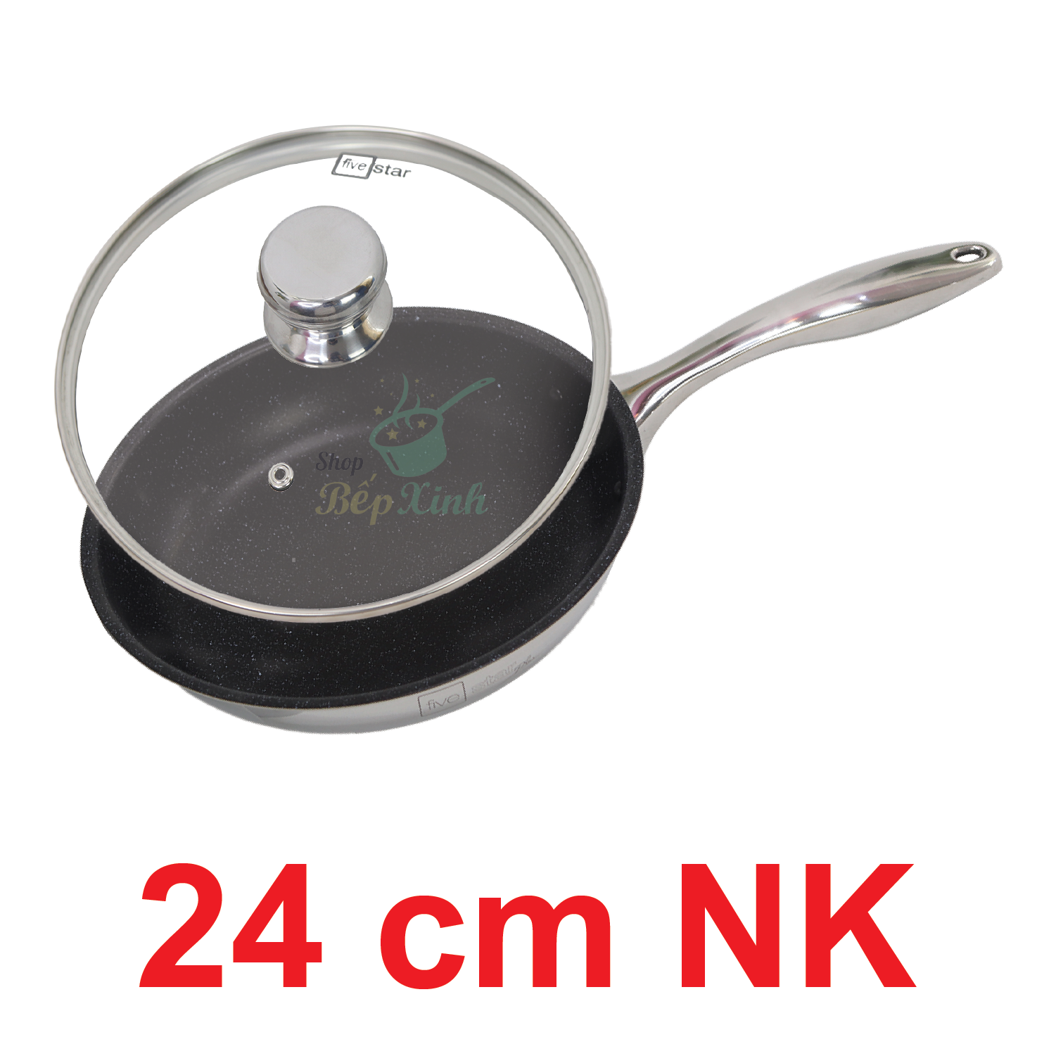 Chảo chống dính vân đá 3 lớp đáy liền inox 304 cao cấp Fivestar Plus (22cm / 24cm / 26cm / 28cm ...