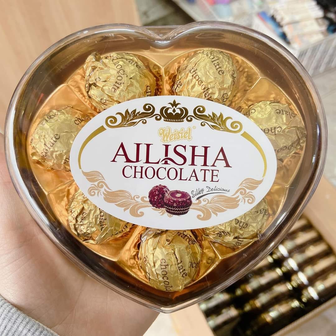 Hộp kẹo chocolate AILISHA hình trái tim cao cấp nhân socola sữa 84g - MixASale