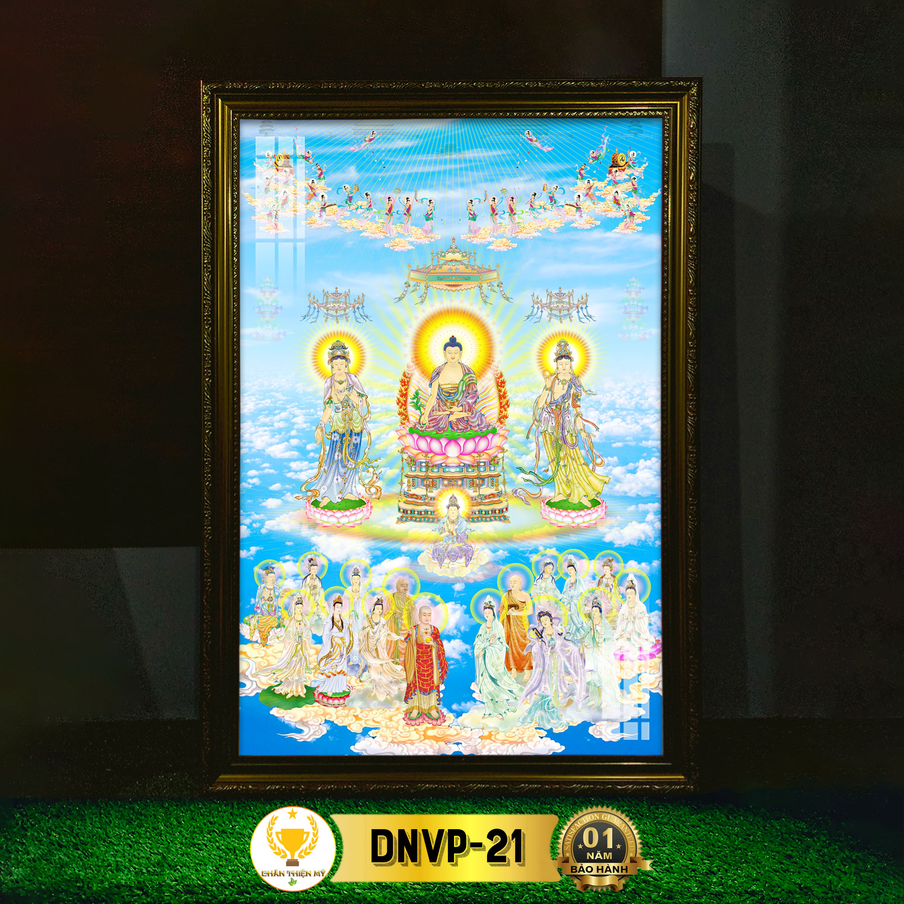 Tranh Treo Phòng Thờ Nhiều Vị Phật Có Đèn CHÂN THIỆN MỸ, Trang Trí Bàn ...