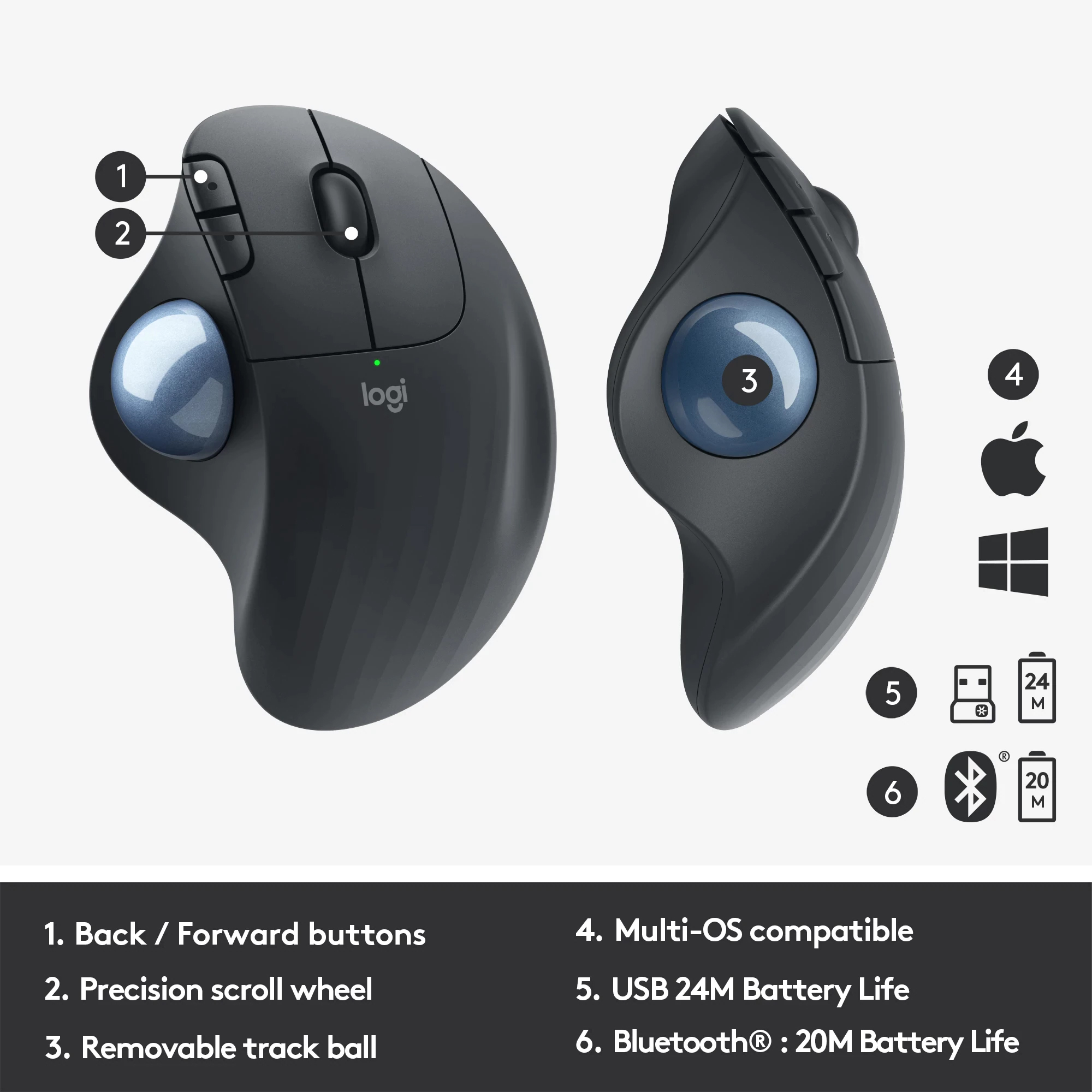 Chuột Không Dây Logitech M575 - Logitech ERGO M575 2.4G Wireless ...