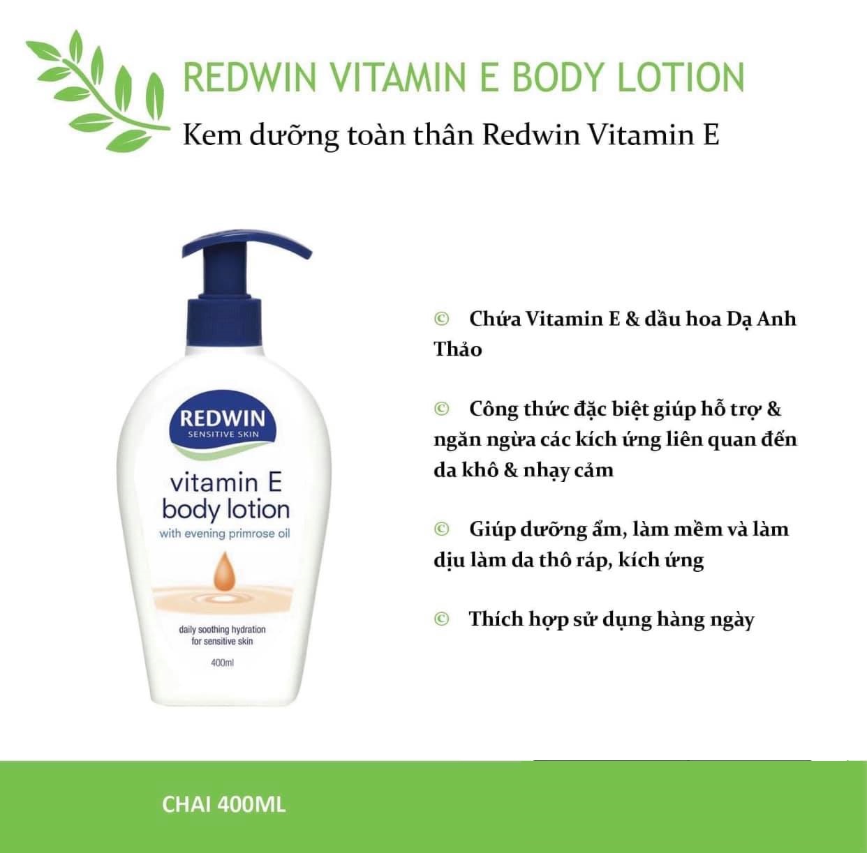 Sữa Dưỡng Thể Body Lotion Redwin Úc - Sữa Dưỡng Ẩm Sáng Da Vitamin E ...