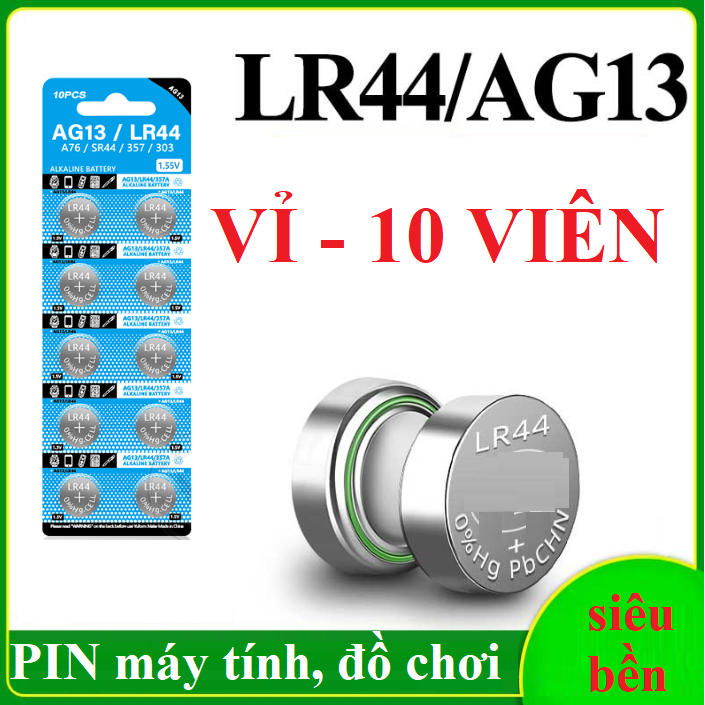Pin cúc áo AG13 LR44 1.5V ANLALINE vỉ 10 viên FULL BOX dung lượng thực độ bền cao pin máy tính ...
