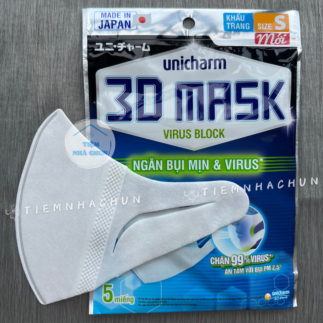 [CHÍNH HÃNG] Full Size S, M, L Gói 5 Miếng Khẩu Trang Unicharm 3D Mask Virus Block/ High Block ...
