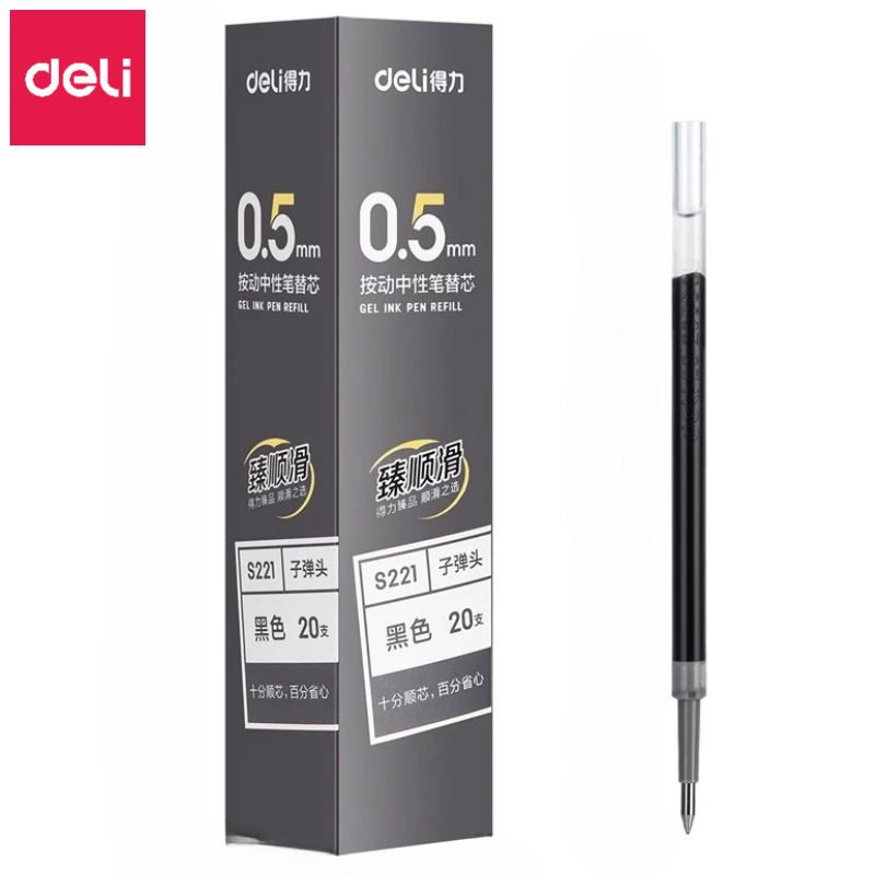 Combo 10 Ruột bút gel 0.5mm mực xanh,đen, đỏ Deli ngòi dài 11mm dùng cho bút bi bấm A575 lâu hết ...