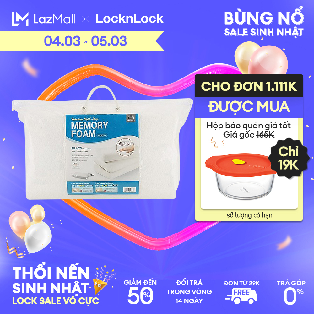 Gối cong Memory Foam Lock&Lock HLW111 chất liệu mút hoạt tính đặc biệt ...