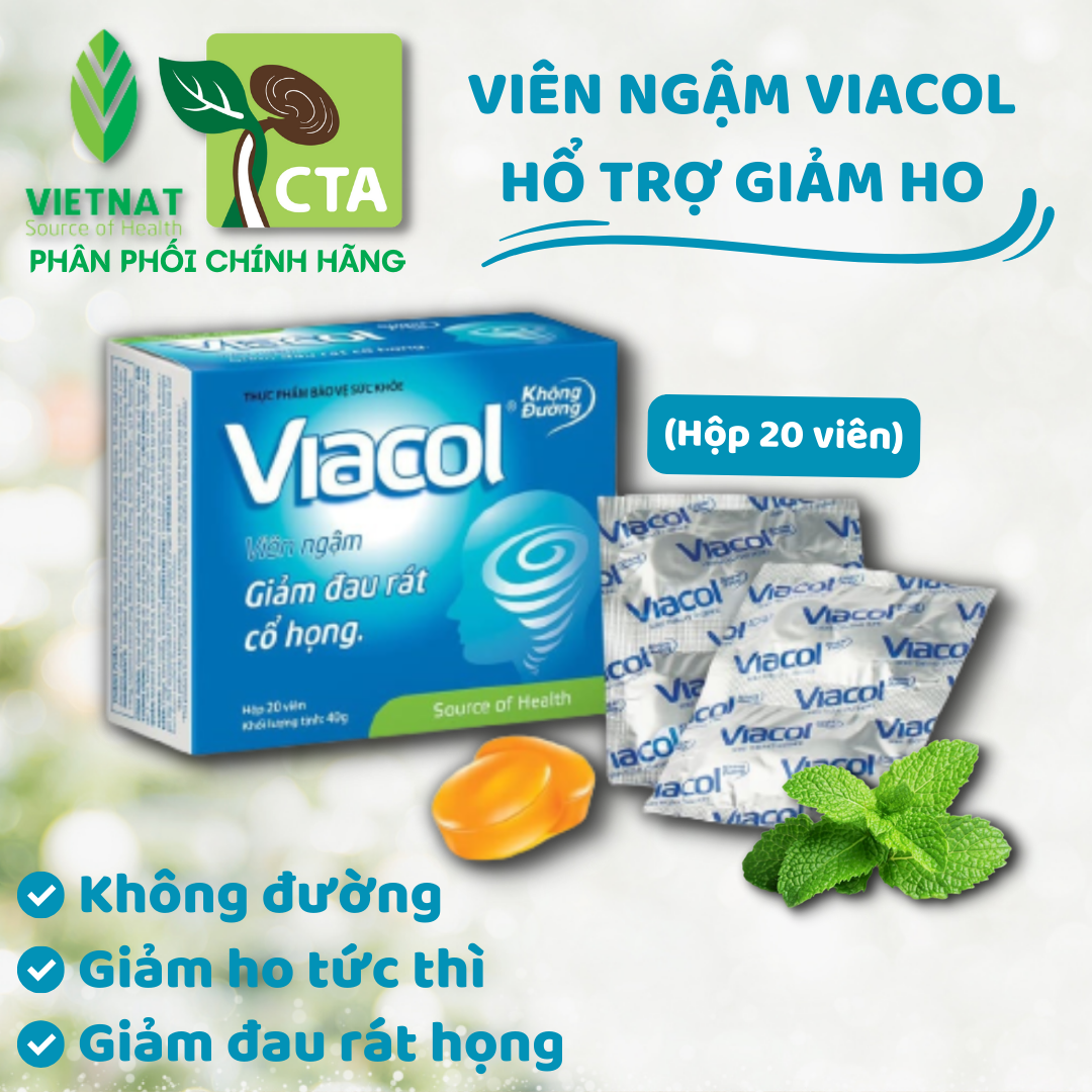 Kẹo Ngậm Viacol Thảo Mộc Vietnat Không Đường (Hộp/20 viên) | Lazada.vn