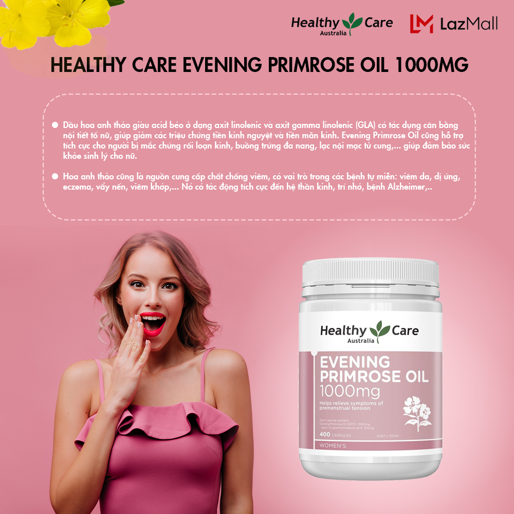 Tinh dầu hoa anh thảo Healthy Care Evening Primrose Oil 1000mg 200 viên - MixASale
