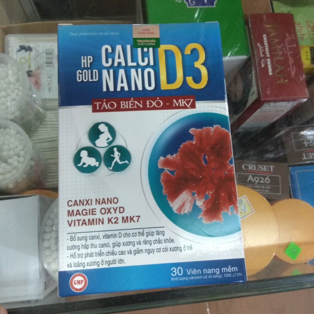 Calci Nano Hp Gold MK 7+ D3 Tảo Biển Đỏ - Giúp Bổ sung canxi, chống còi xương, loãng xương, phát ...