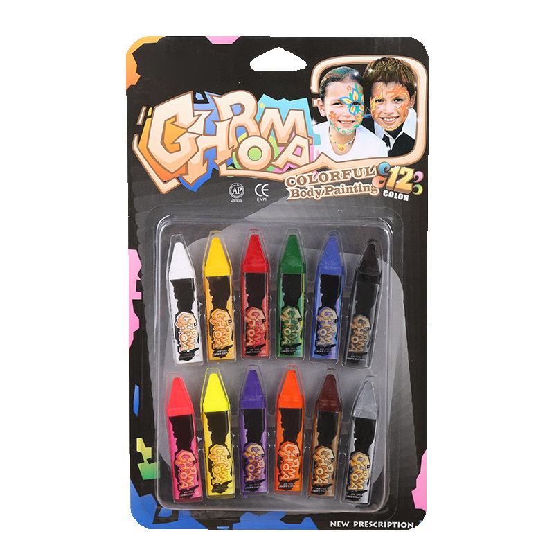 12 Color Face Body Painting Pencil Acrylic Paint Water-Based Hand ...