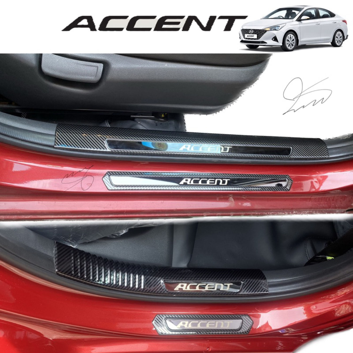 Accent 17- 2023 Phụ kiện Carbon ốp Tay mở cửa Hõm chén lưng Gương nắp ...