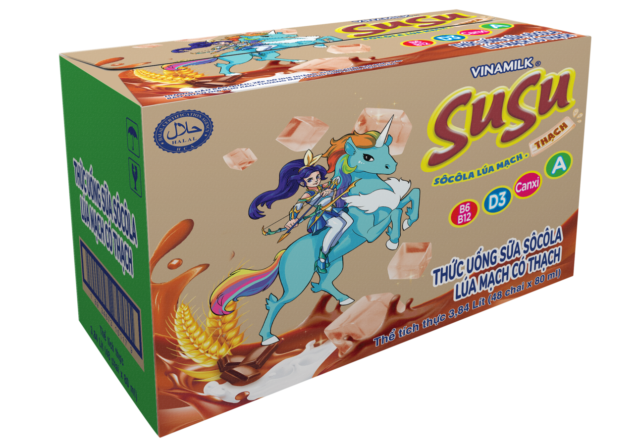 Thức Uống Sữa Socola Lúa Mạch có thạch SuSu - Thùng 48 chai 80ml - MixASale