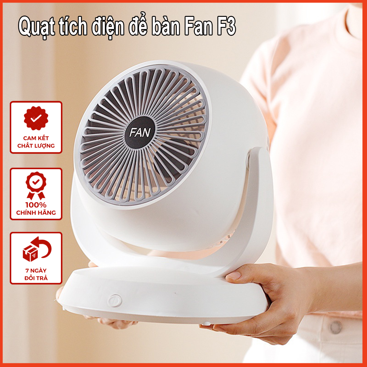 Quạt Tích Điện Để Bàn Fan F3, Quạt Mini Sạc Tích Điện Thiết Kế Nhỏ Gọn ...