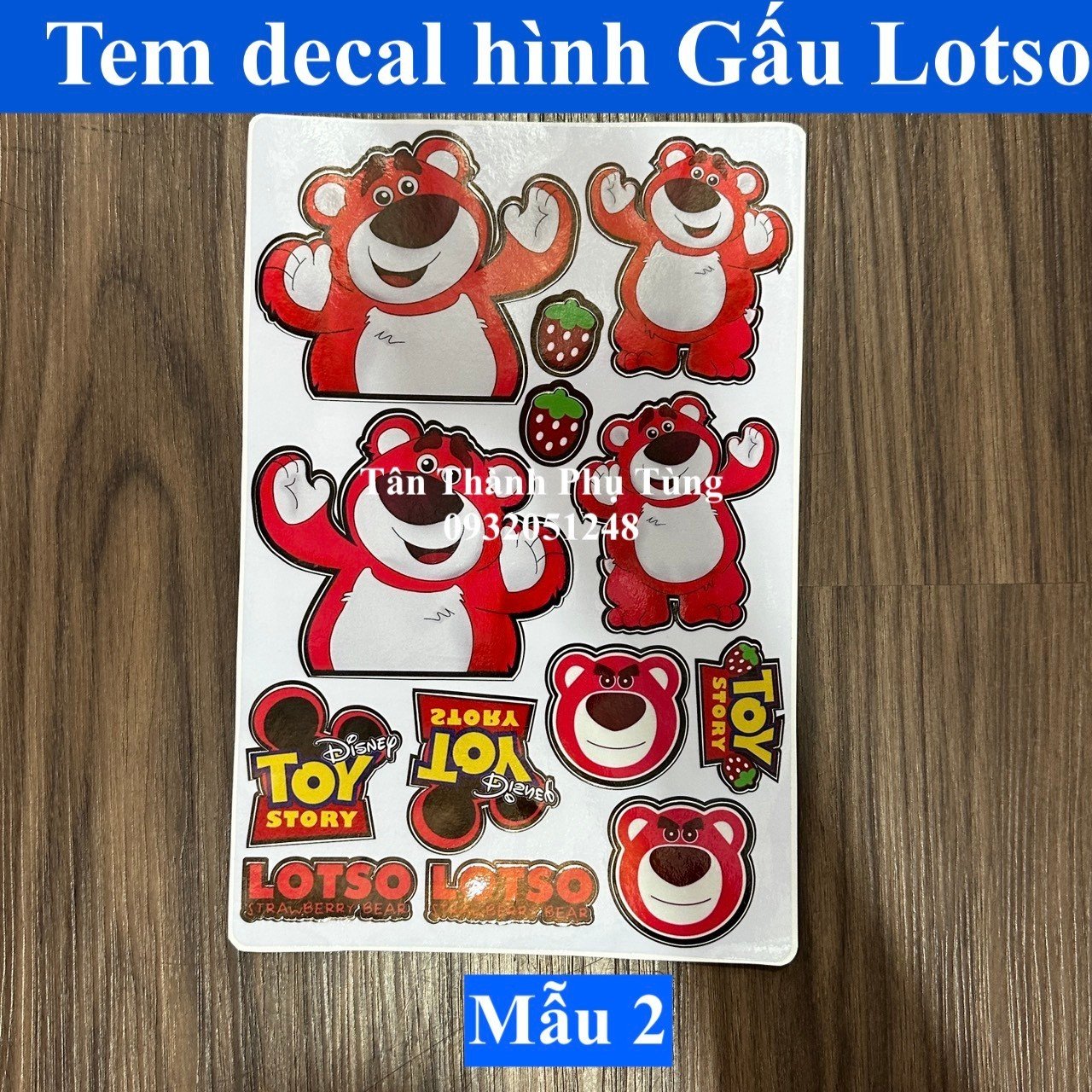 Tem dán decal xe máy Gấu dâu lotso màu hồng đỏ dán mọi bề mặt như xe ...