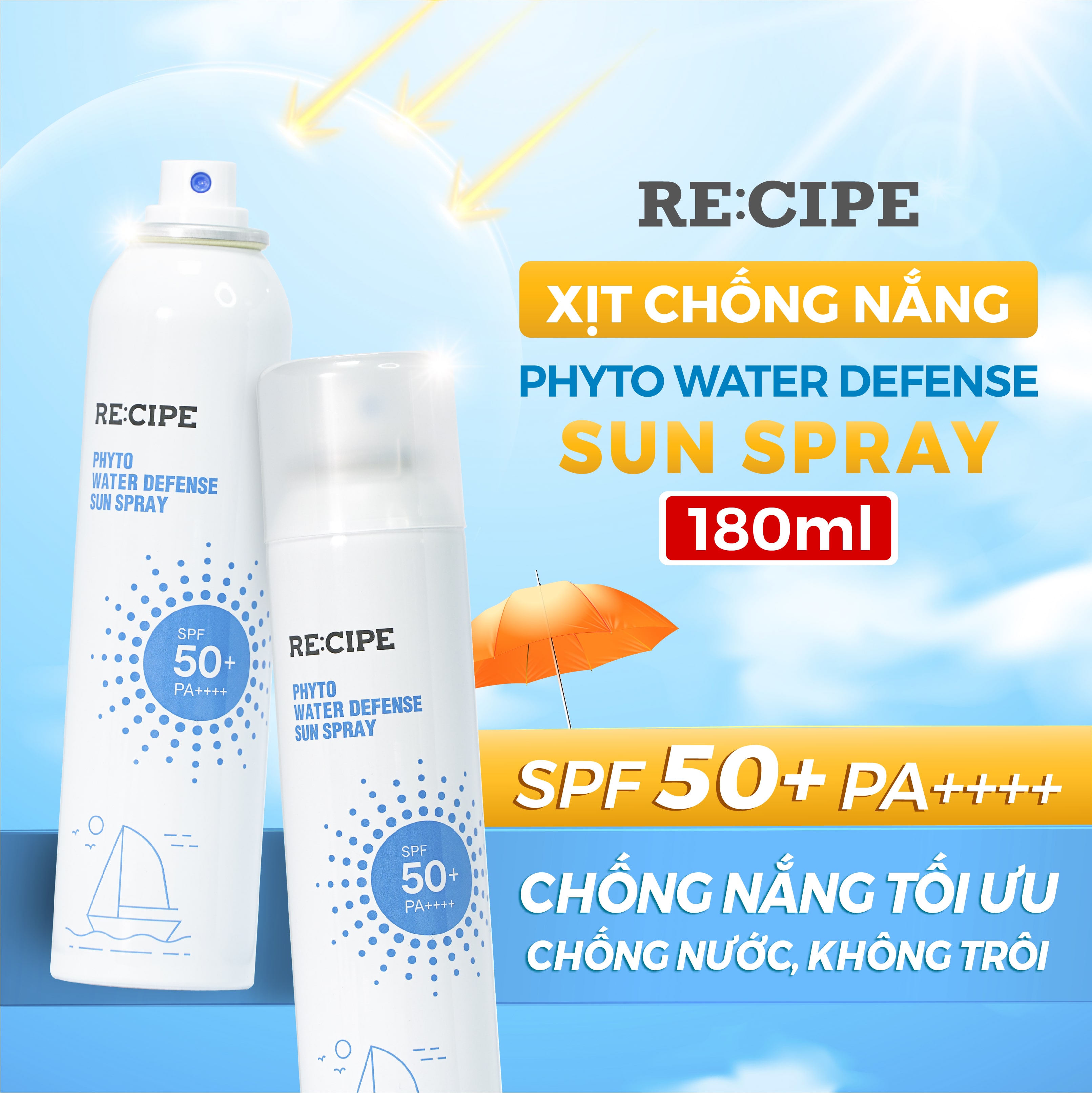 Xịt Chống Nắng RECIPE SPF50 PA lâu trôi - Recipe Phyto Water Defense ...