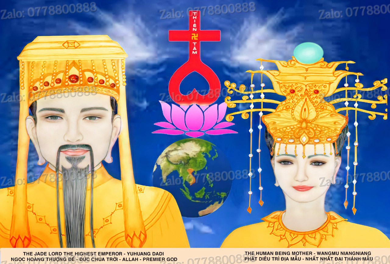 Tranh dán tường Cha Trời Mẹ Mẫu, Ngọc Hoàng Thượng Đế, Phật Địa Mẫu ...