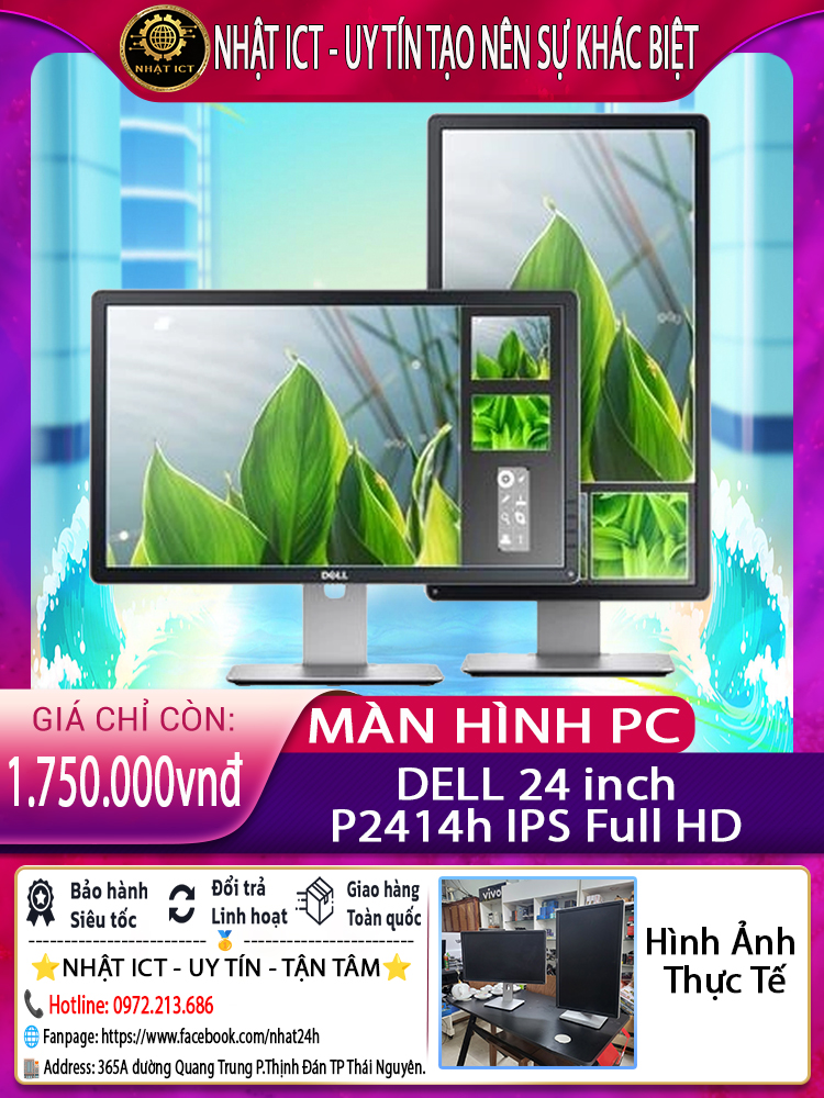 Màn hình Dell P2414h IPS chuyên đồ hoạ thanh lý văn phòng Zin 99% như ...