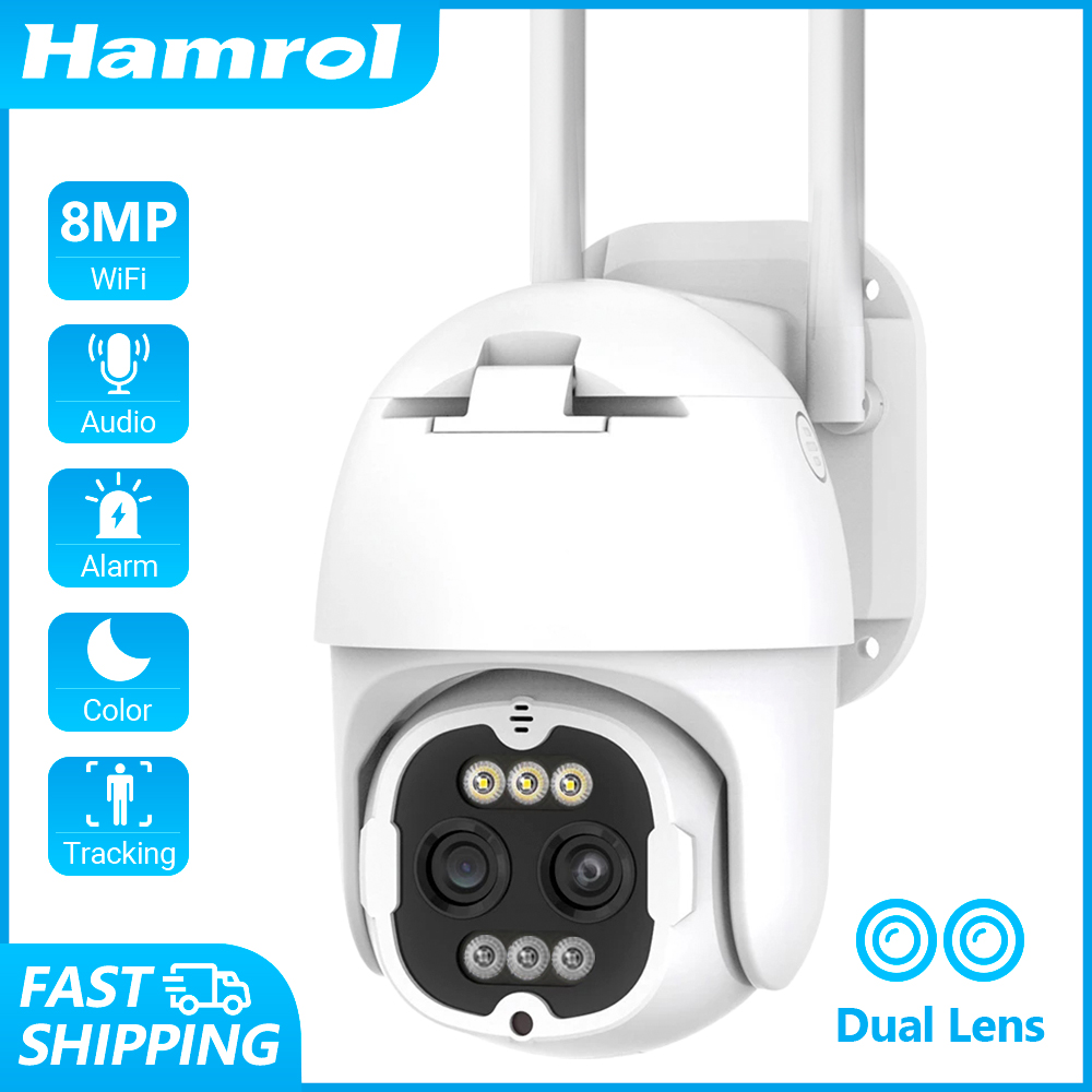 Hamrol 8MP 4K IP Camera POE Outdoor PTZ 30X Zoom SD Card Slot Two Way ...