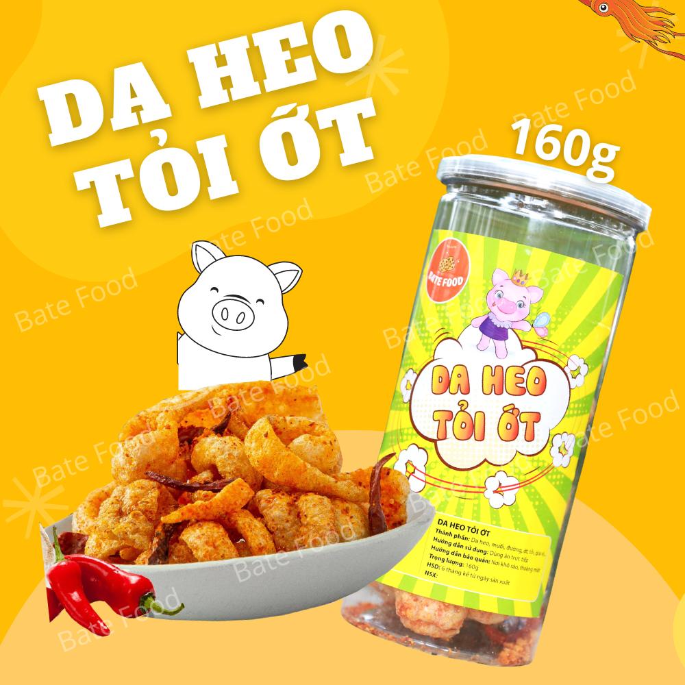 Da Heo Cháy Tỏi Ớt 160g Siêu Ngon, Đồ Ăn Vặt Da Lợn Chiên Giòn Tỏi Ớt ...