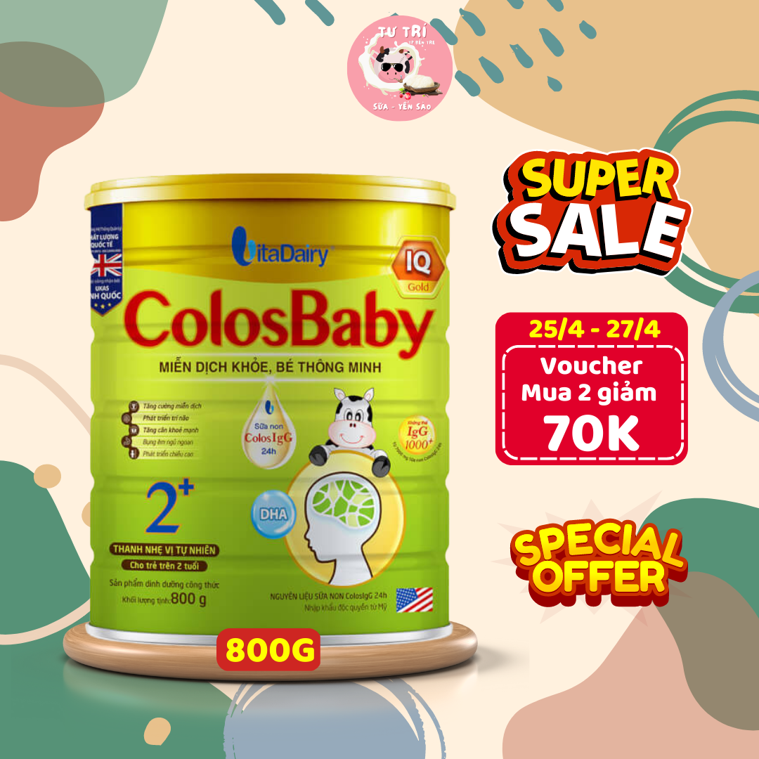 Sữa bột Colosbaby IQ Gold 2 lon 800g hương vani ( từ 2 tuổi trở lên ) - MixASale