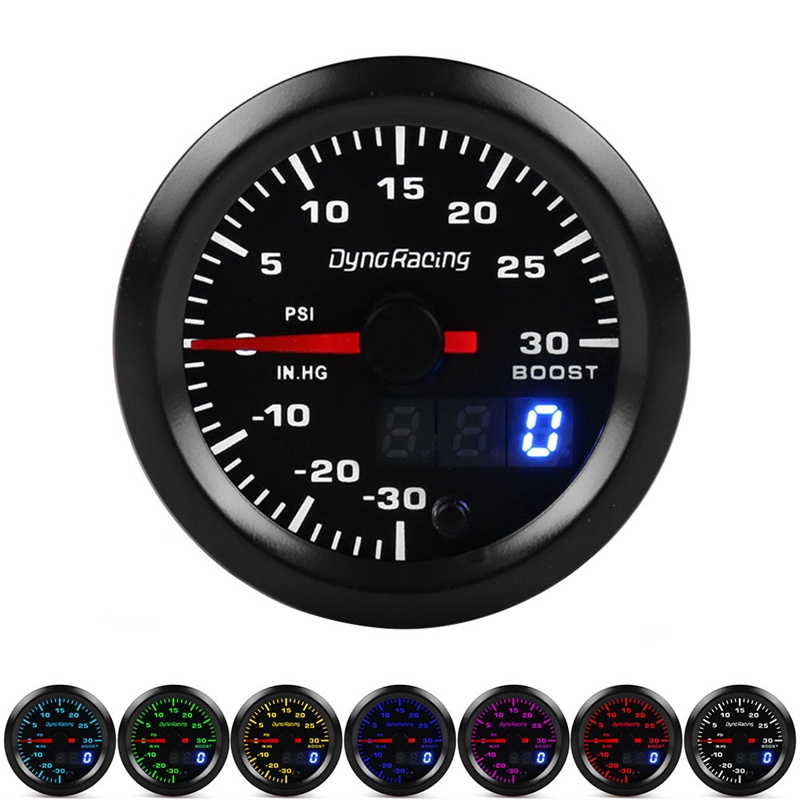 Dyno Racing 2 Inch 52mm Digital Pointer 7 Color LED Car Turbo Boost ...