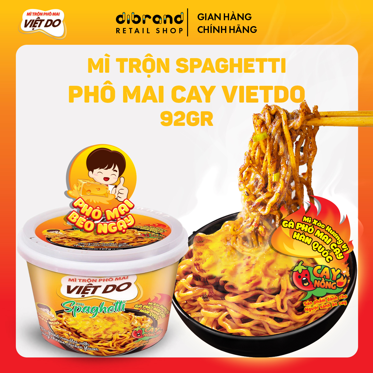 Mì trộn ăn liền spaghetti Phô Mai Cay - Việt Do (92g x 01 tô) dành cho bạn thích ăn cay | Lazada.vn