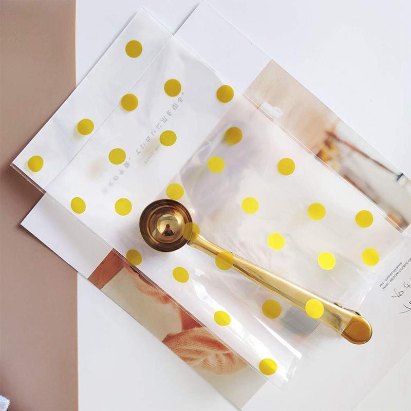 100PCS Gold OPP Bags with Twist Ties for Cookie, Bakery, Candy, Sweet ...