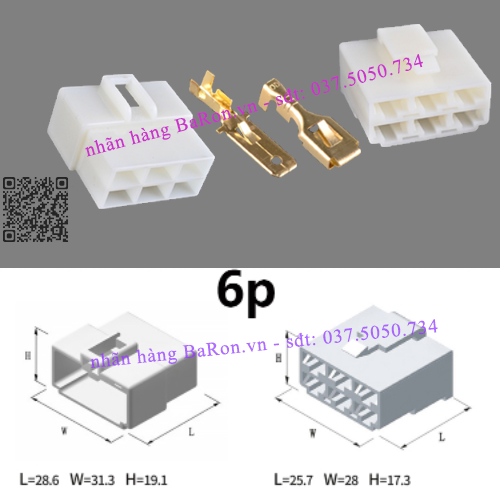 Connector các loại chân từ 1P/2P/3P/4P/6P/8P/12P với cos 6.3 (tùy chọn) - MixASale