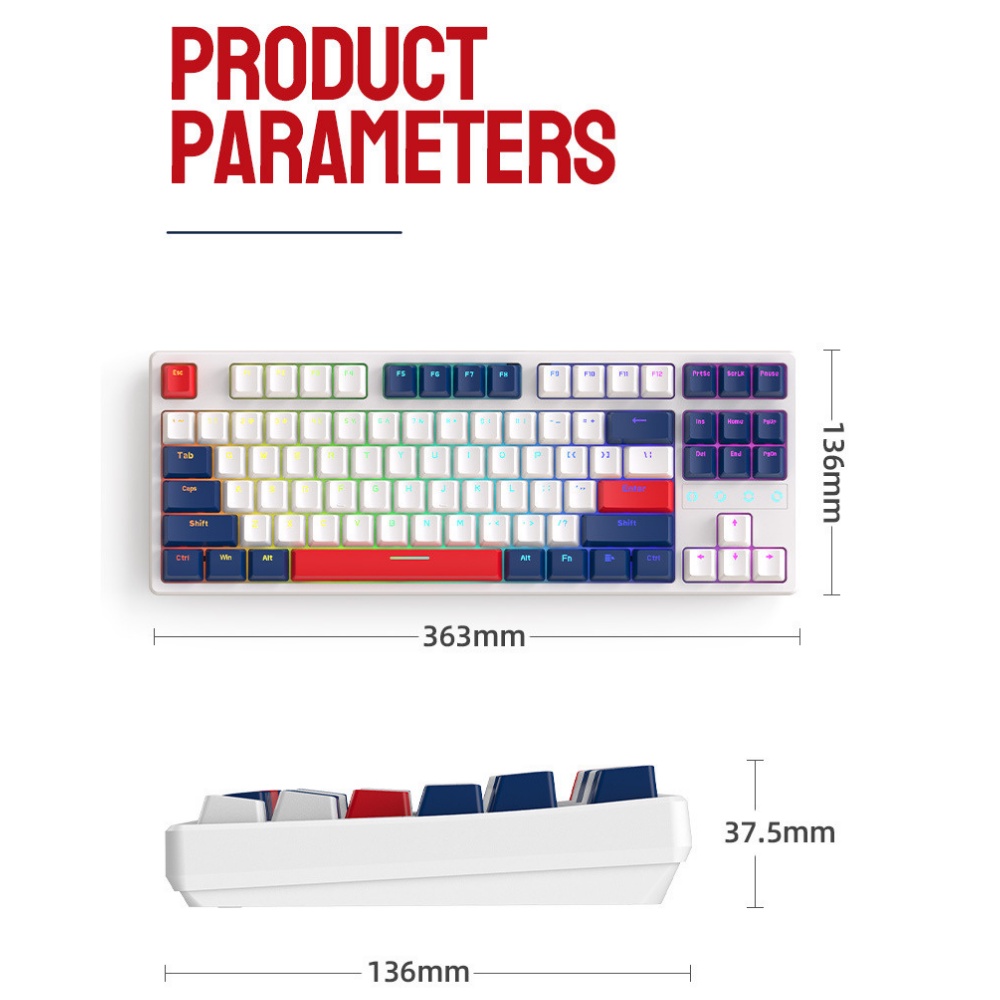 Bàn phím cơ K87 Mechanical ZiyouLand kết nối không dây hotswap thay đổi ...