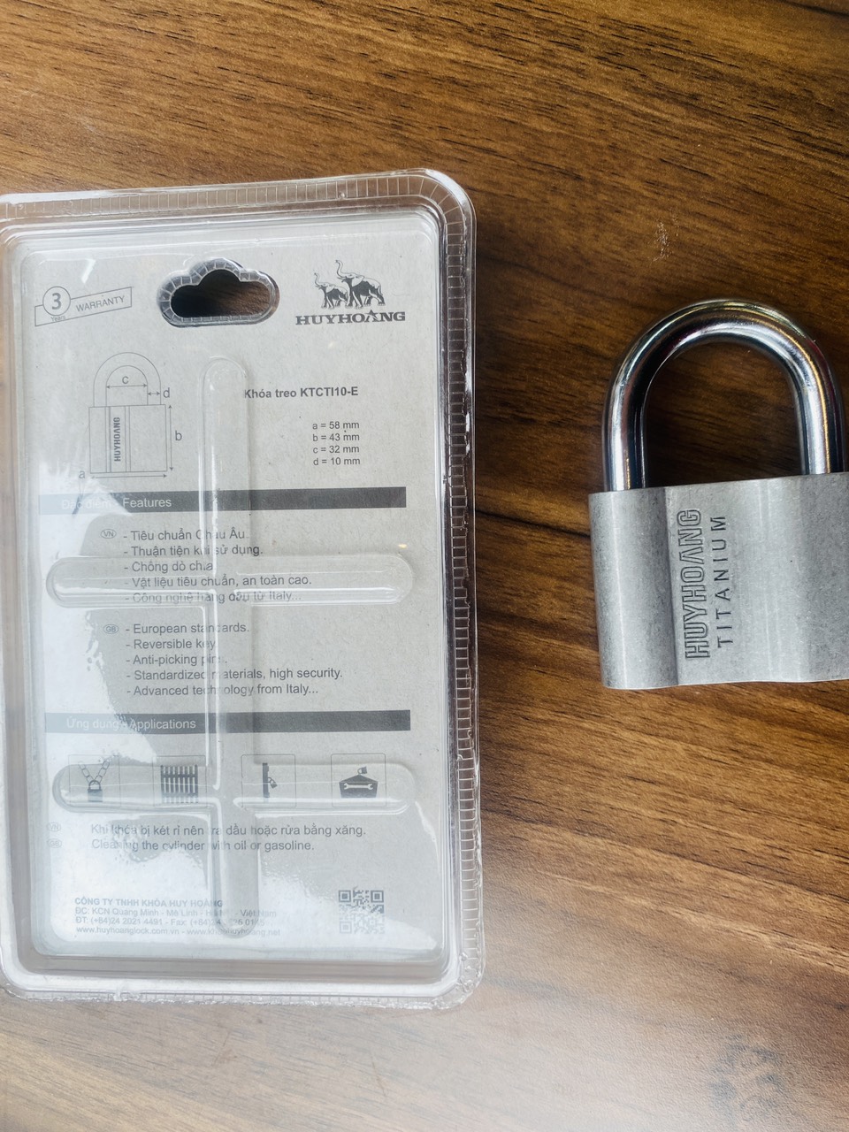 Ổ khoá Huy Hoàng Titanium - KTCTI 6, 8, 10mm, Khoá móc Huy Hoàng Con ...