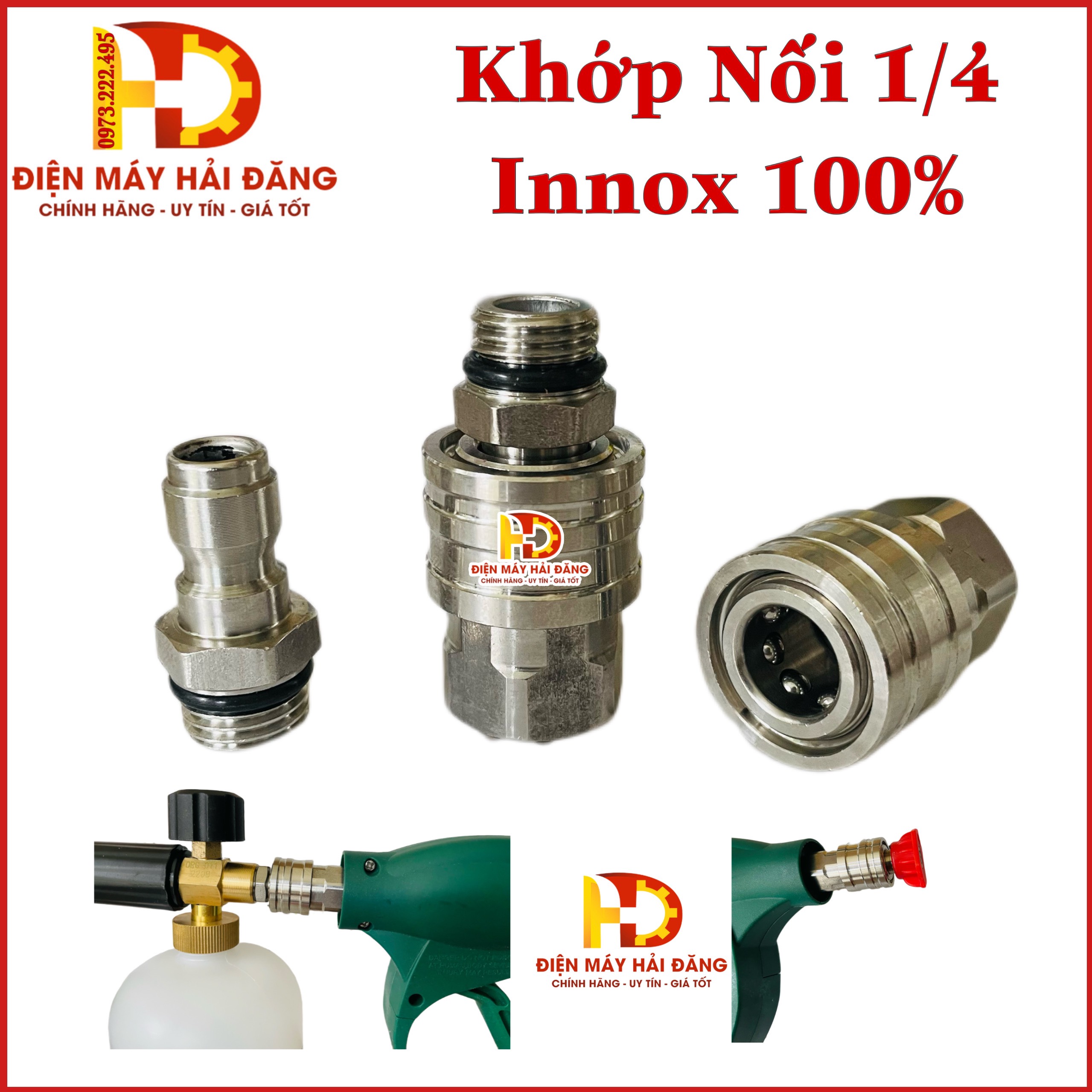 Đầu nối nhanh 1/4, Khớp nối nhanh 14mm, Ứng dụng nối đầu béc súng, lắp ...