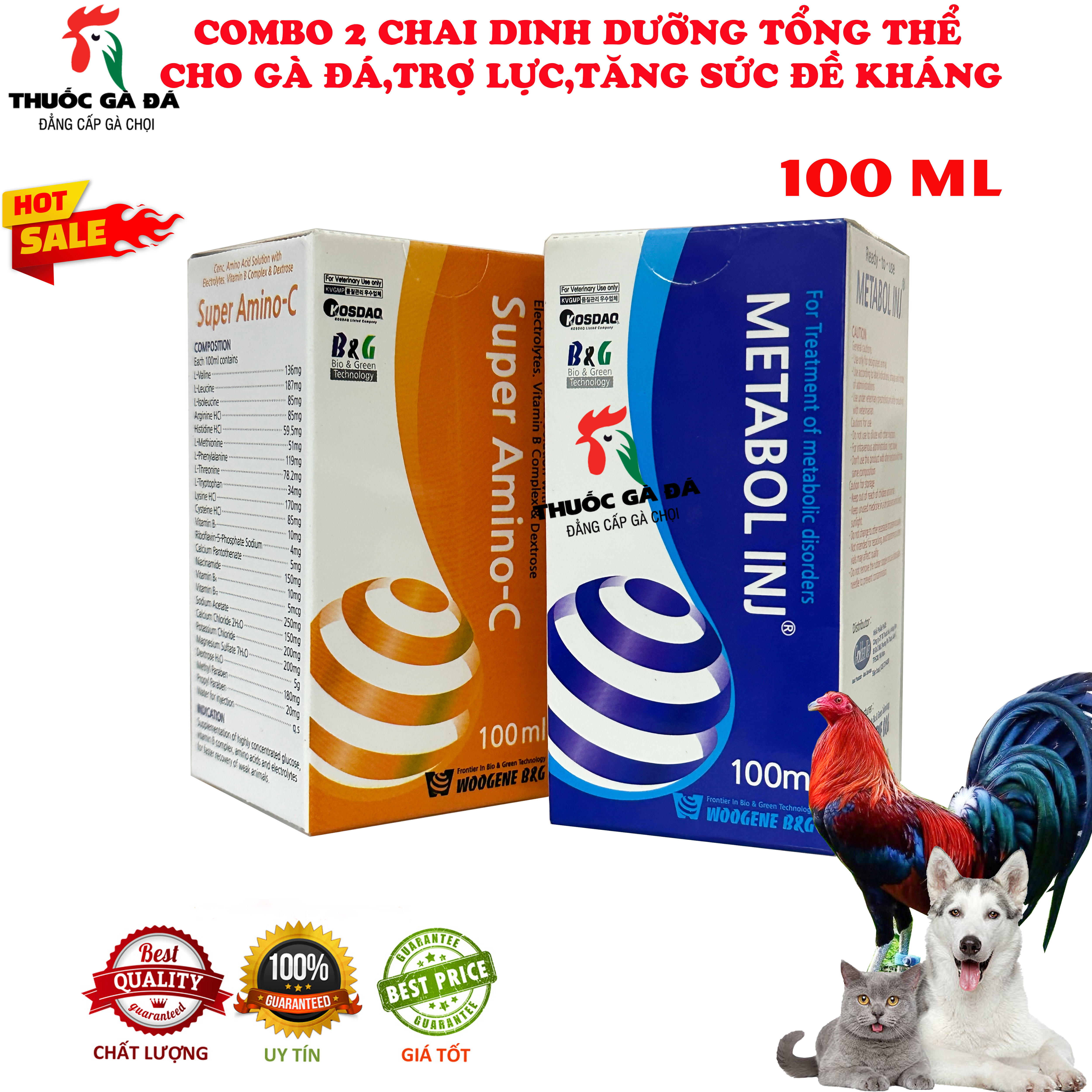 COMBO METABOL INJ 100Ml SUPER AMINO C 100 ML DINH DƯỠNG TỔNG HỢP CHO GÀ ...