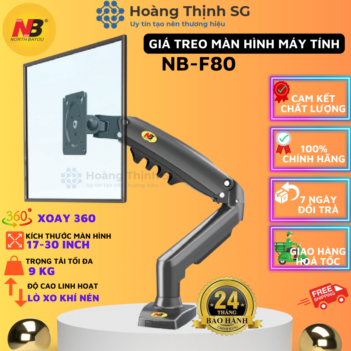 Arm màn hình máy tính NB F80, giá treo màn hình máy tính NB F80 17-30 ...