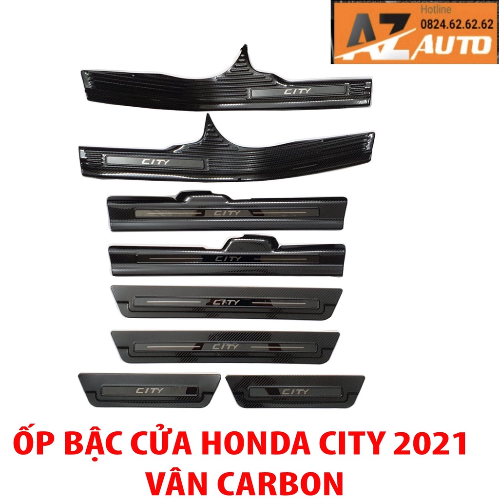Ốp bậc cửa Nẹp bước chân Honda City 2022 - 2021 vân Carbon - MixASale