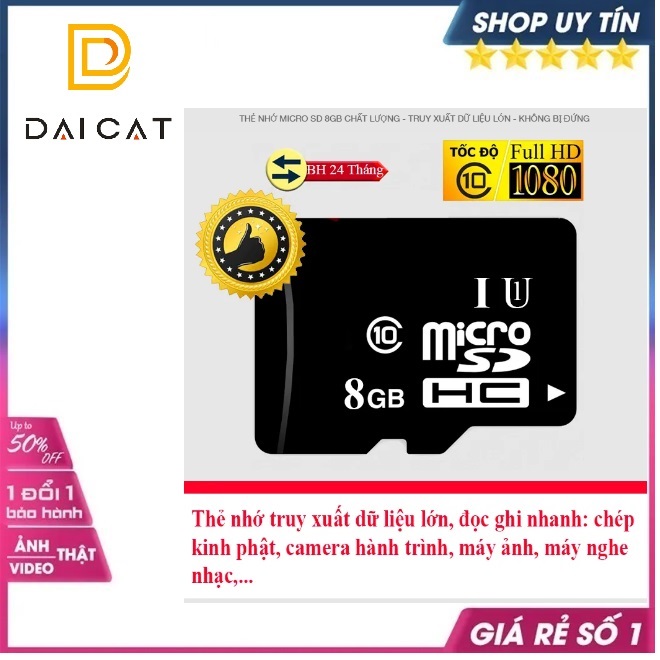 Thẻ nhớ 8G Class 10 tốc độ cao 100MBs chuyên dụng cho camera wifi ...