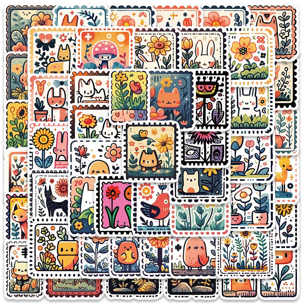 Set 50 chiếc sticker chống nước ĐỘNG VẬT TRONG KHU RỪNG ĐẬM PHONG CÁCH ...