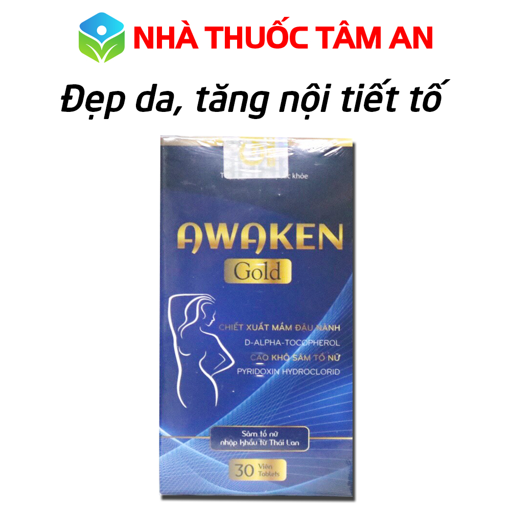 Viên uống Awaken Gold chiết xuất mần đậu nành tăng cường nội tiết tố ...