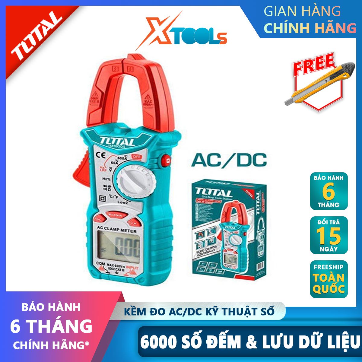 Ampe kìm đo DC/AC TOTAL TMT46004 Đồng hồ đo điện vạn năng Hiệu suât 1% ...