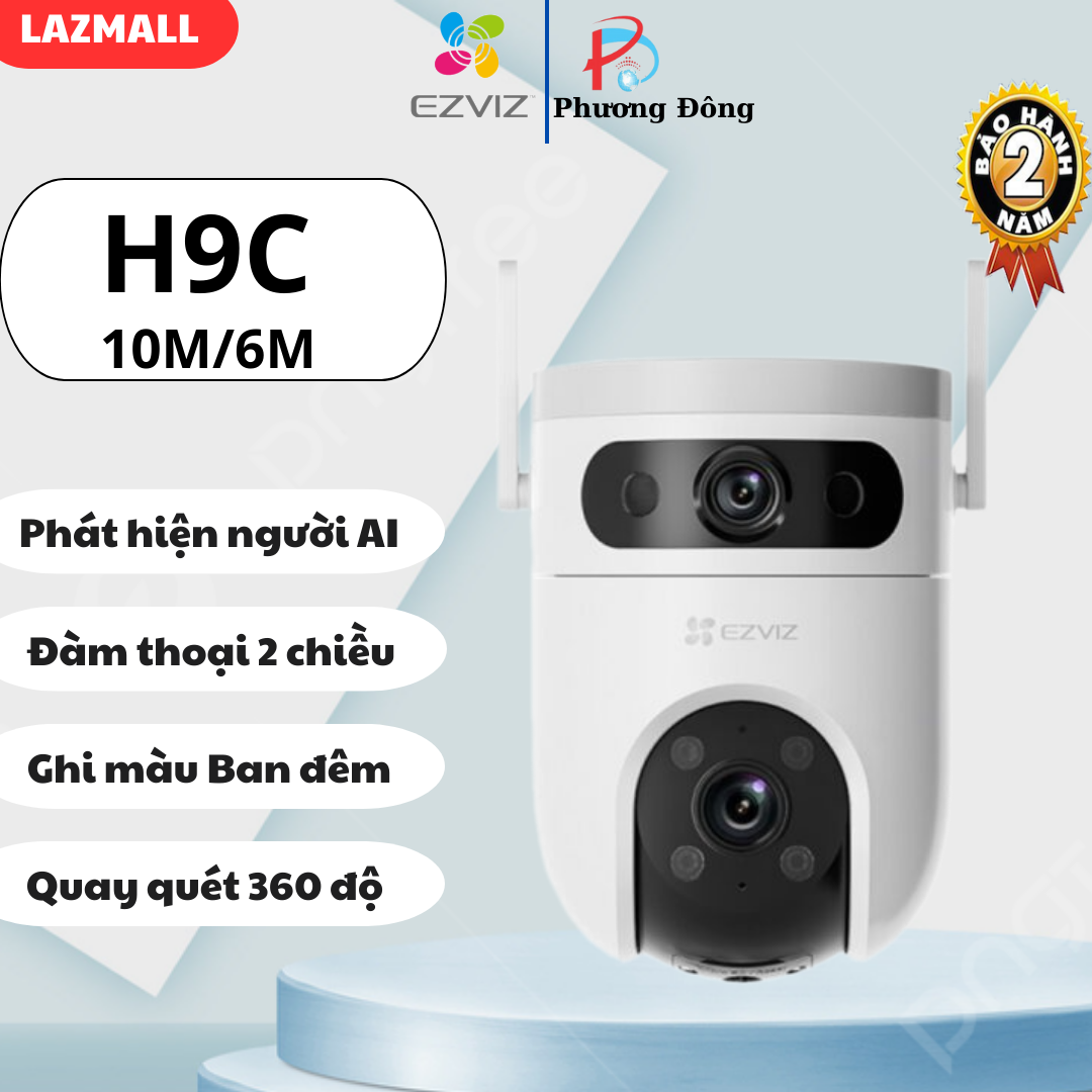 Camera Wifi 2 mắt Ezviz H9C 10M 3K 5MP+5MP tích hợp mic và loa, cảnh ...