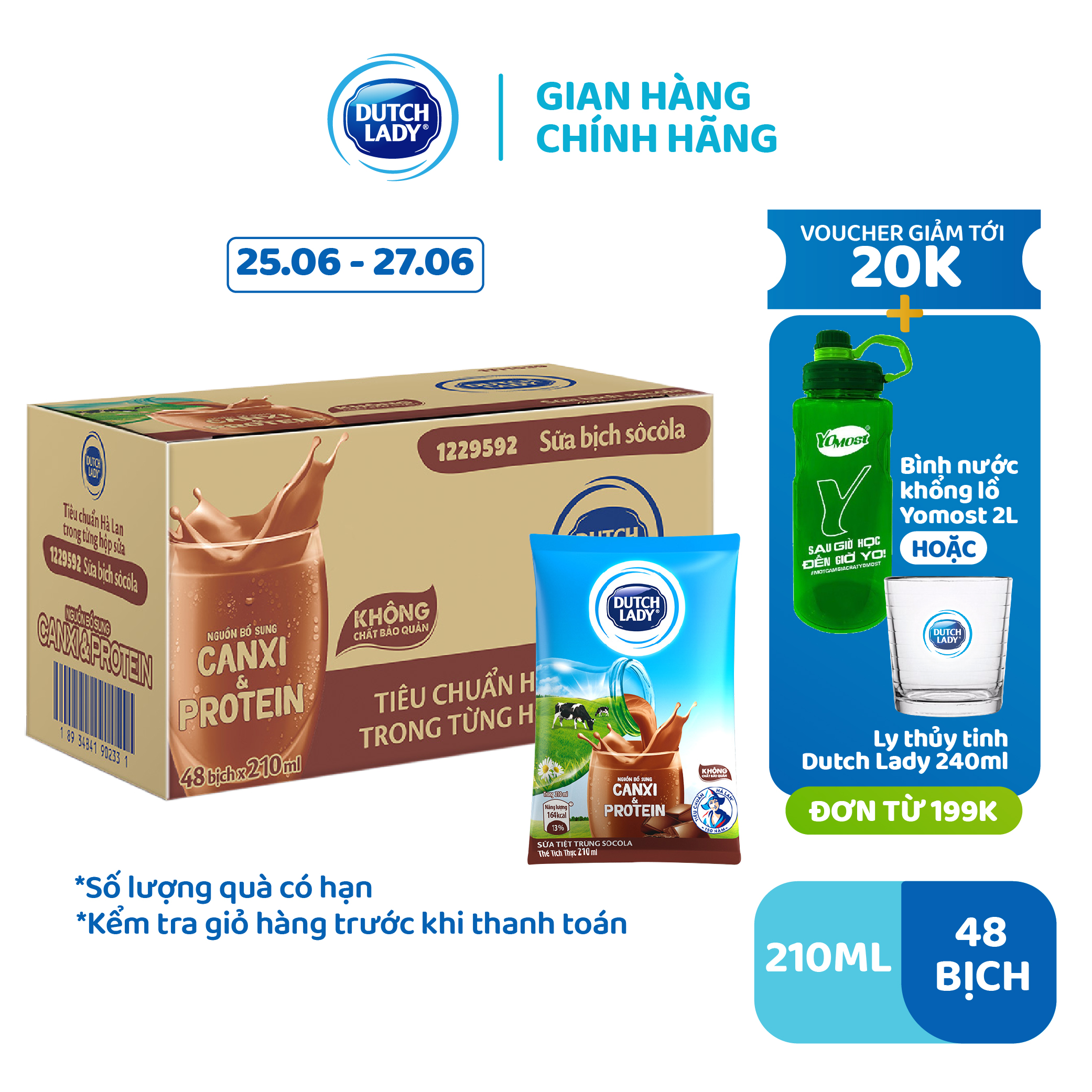 Thùng 48 Hộp Sữa Tươi Tiệt Trùng Dutch Lady Cô Gái Hà Lan Hương Socola 180ml (48x180ml) - MixASale