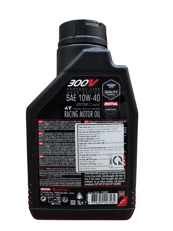 Nhớt Motul 300V 10w40 tem 3 lớp dành cho xe số dung tích 1L dành cho thị trường Châu Âu - MixASale