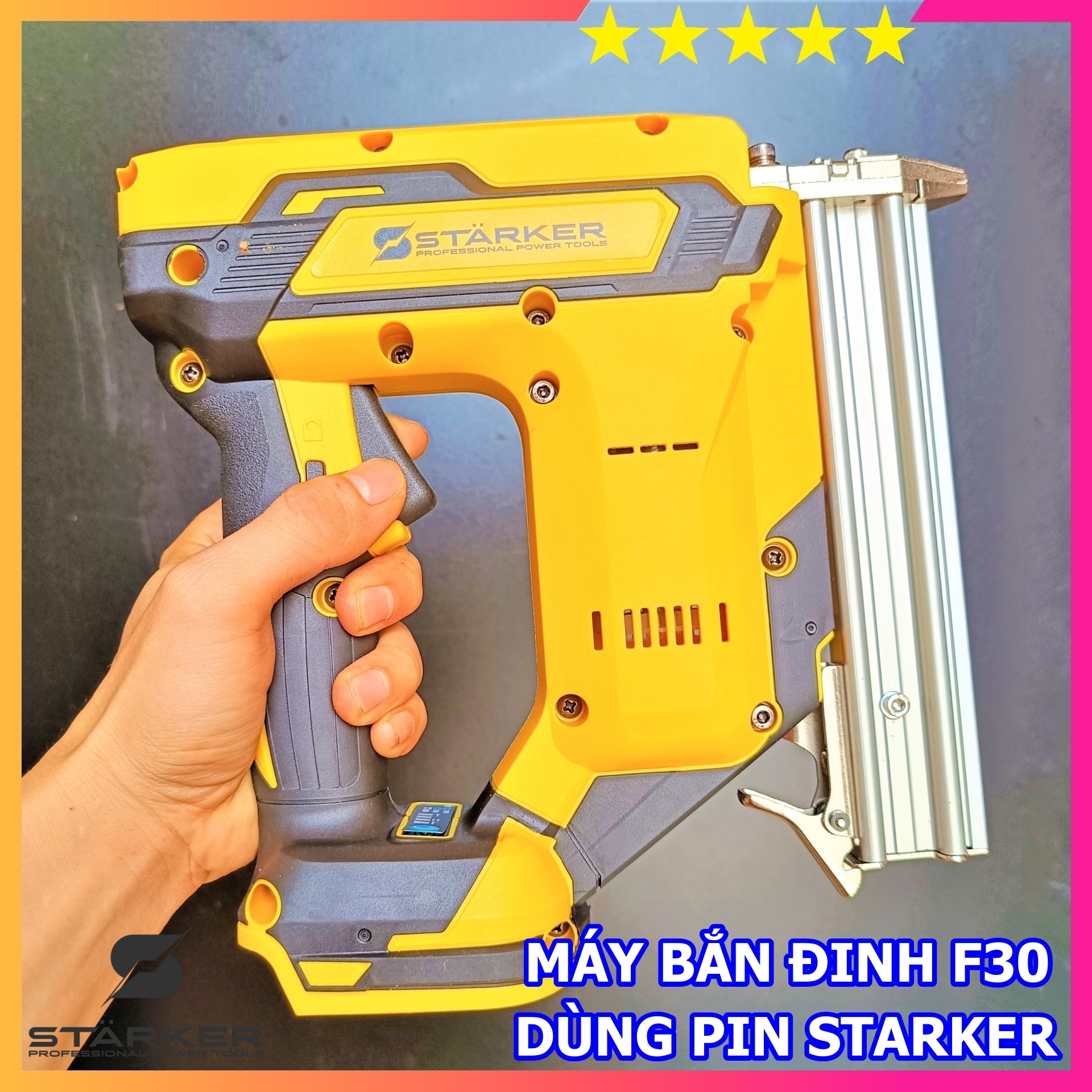 Máy bắn đinh F30 dùng pin STARKER Đức , bắn khỏe chuyên dụng cho thợ ...